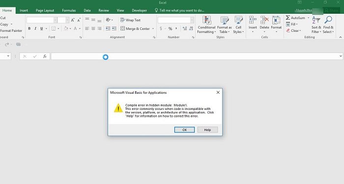 [Sửa lỗi mới nhất] Excel bị lỗi compile error in hidden module